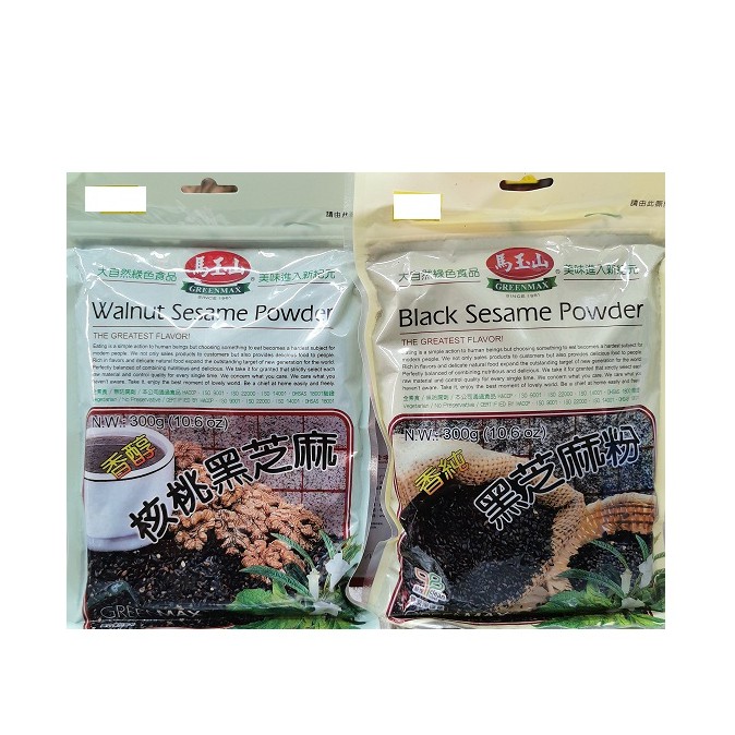 GREENMAX BLACK SESAME POWDER/WALNUT SESAME POWDER马玉山黑芝麻/核桃黑芝麻粉 300G ...
