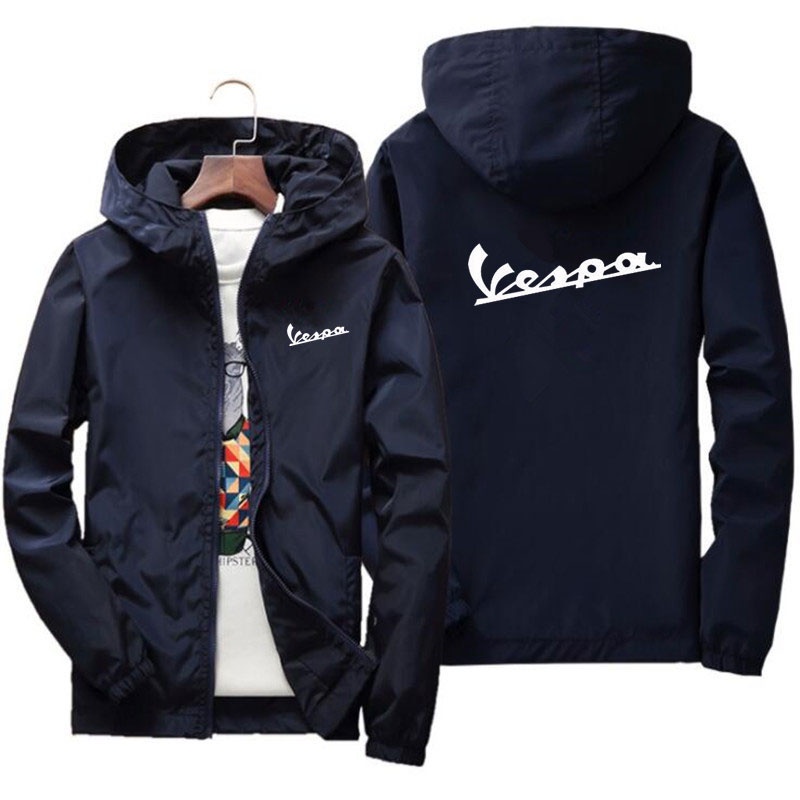 Men's Bomber Jacket Thin Long Sleeve Vespa Printed Jacket Hooded 2021 ...