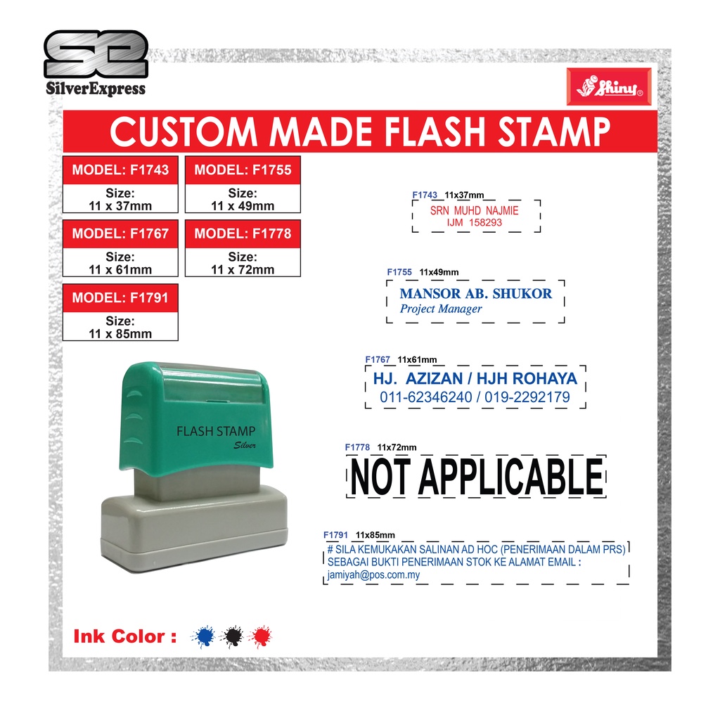 Custom Made FlashStamp / F1743 / F1755 / F1767 / F1778 / F1791 / 1 ...