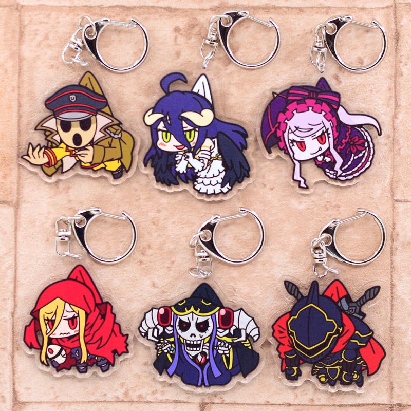 OverLord Anime Keychain Set Acrylic Cartoon Key Chain Phone Pendant ...