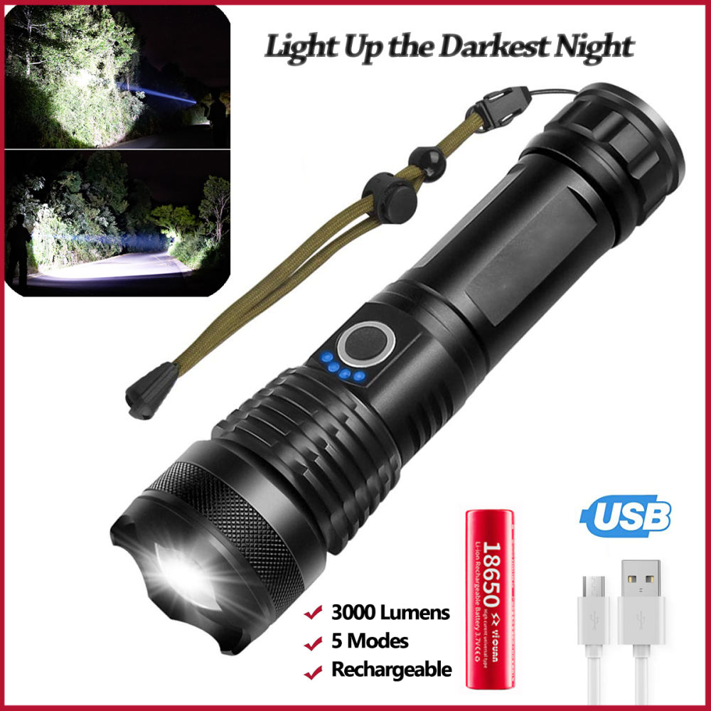 XHP50 Most Powerful LED Torch Light Micro USB Rechargeable LED ...