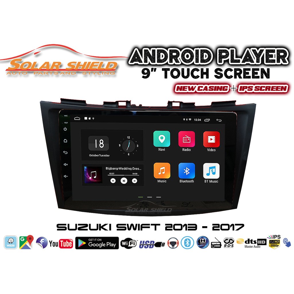 Suzuki Swift 2013 - 2017 9'' Android Player Touch Screen GPS Waze ...