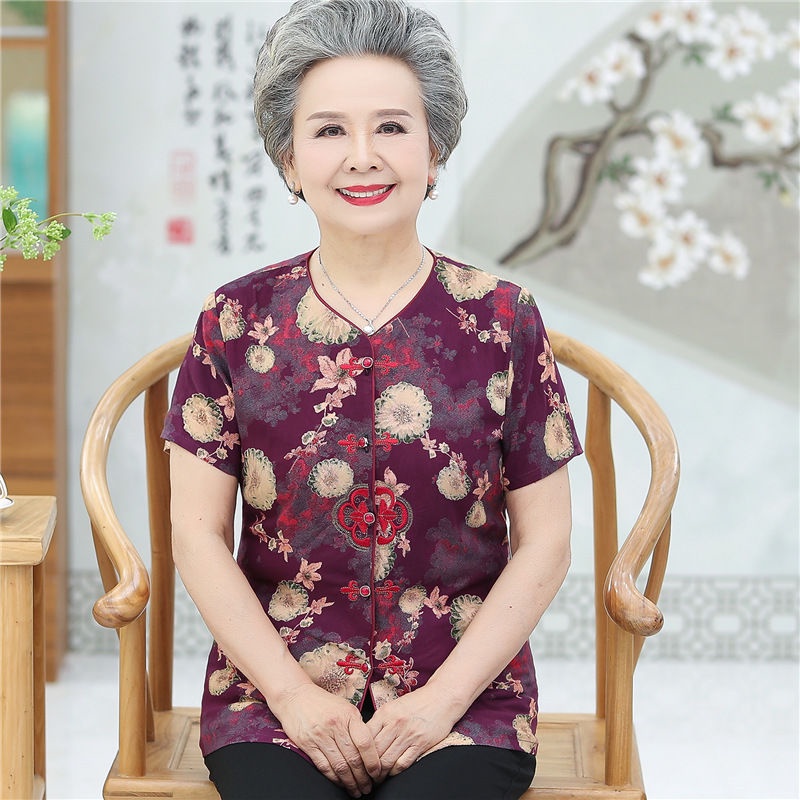 elderly women blouse randma's summer one-piece suit 7080-year-old 60 ...