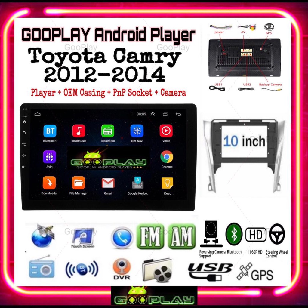 ANDROID PLAYER WITH TOYOTA CAMRY 2012-2014 PLAYER CASING , PLUG AND ...