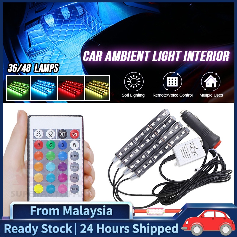 USB Car Light Car Foot Light 4PCS 9/12 LED RGB Interior Atmosphere ...