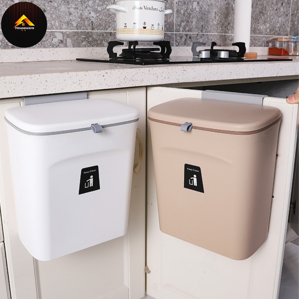 Kitchen Hanging Dustbin🔥Ready Stock🔥Wall Mounted Rubbish Bin 9L Trash ...