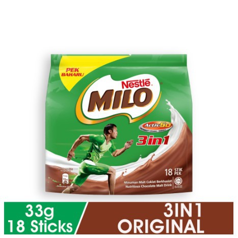 Nestle MILO 3 in 1 Activ-Go (33g x 18s) | Shopee Malaysia
