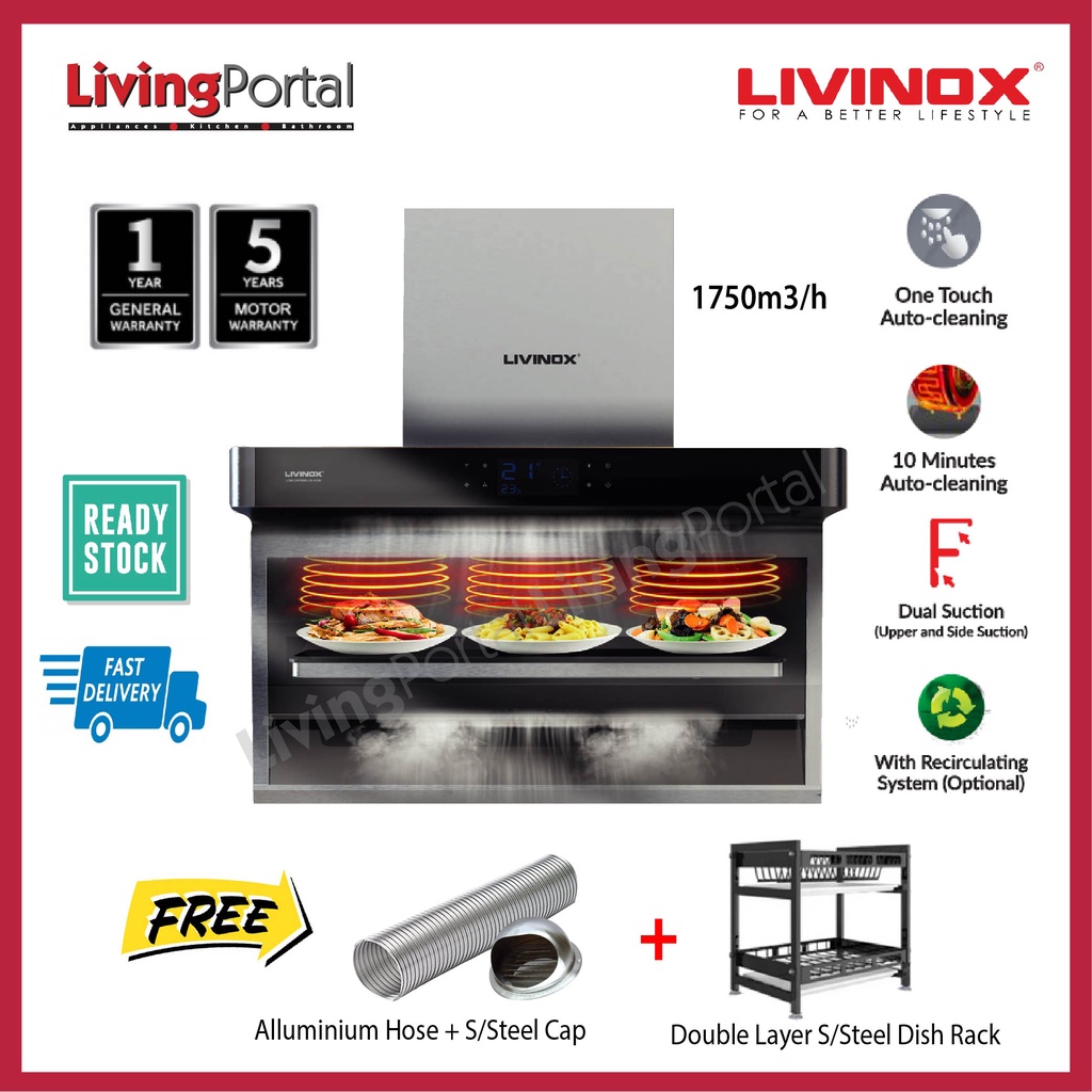 (READY STOCK)LIVINOX LCH-COPPERPLUS 90SS- L Shape Cooker Hood (FREE ...
