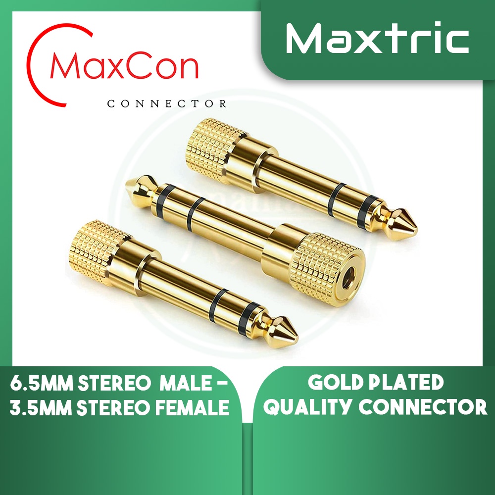 MaxCon 6.35MM MALE to 3.5MM FEMALE Stereo Plug Adaptor Audio Jack ...