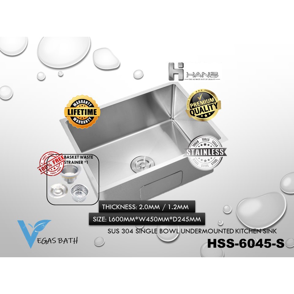 HANS SINK-KITCHEN SINK-SINGLE BOWL KITCHEN SINK-UNDERMOUNTED KITCHEN ...