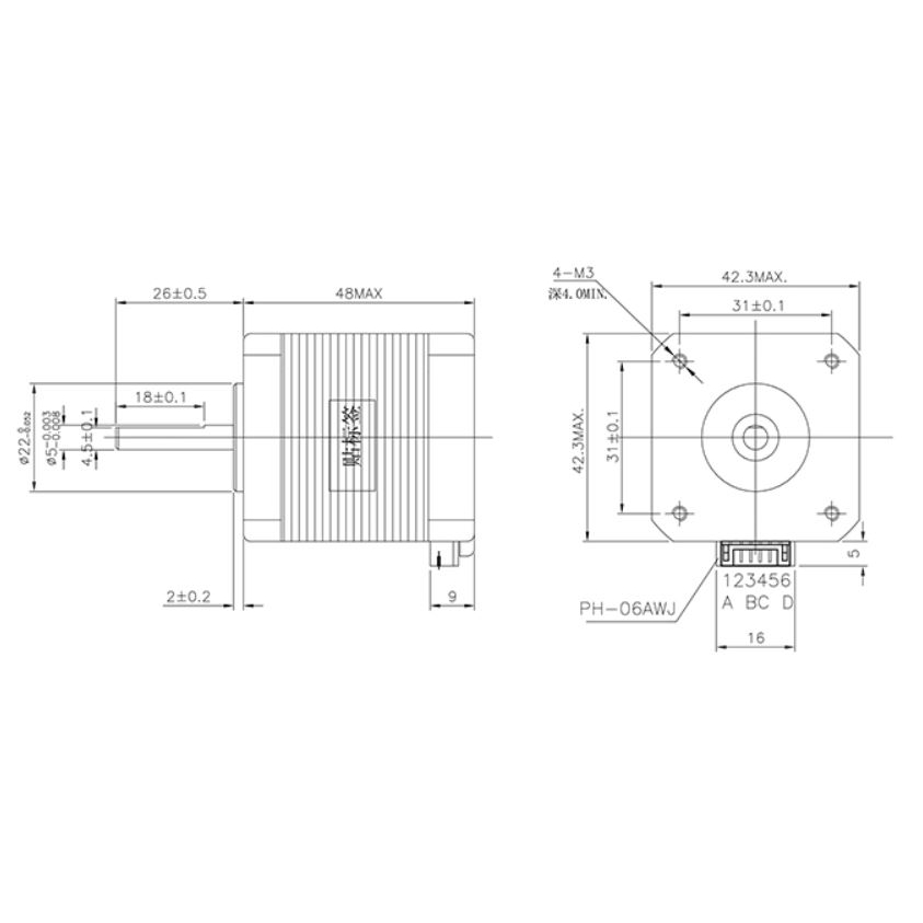 CNC 3D Printer Nema17 17HS4401 17HS8401 17HS6001 44-60mm High Torque 4 ...