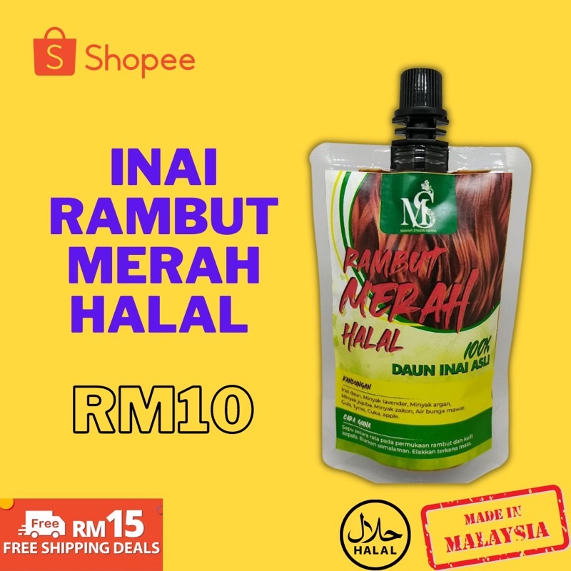 PEWARNA INAI RAMBUT MERAH HALAL (MESRA WUDUK) | Shopee Malaysia