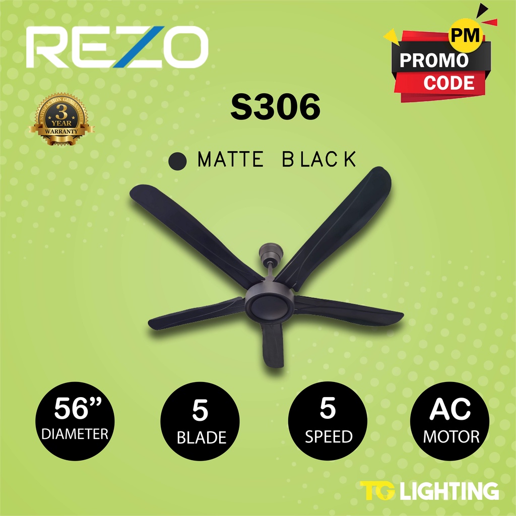 Rezo S306 56'' Inches | 5 Speed | 5 Blade AC Motor Ceiling Fan with ...