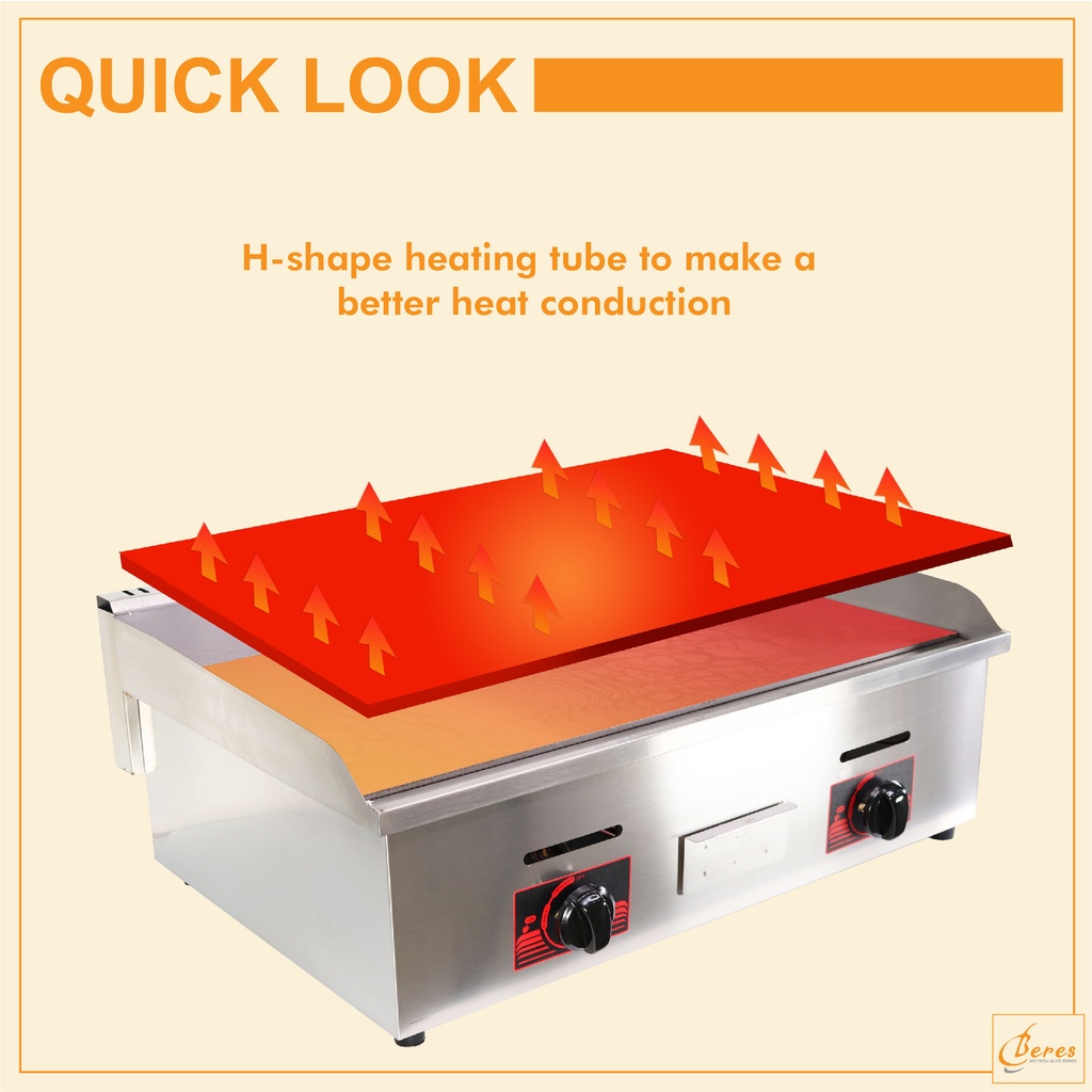 BERES Commercial Stainless Steel Griddle Gas Griddle Dapur Burger Dapur ...
