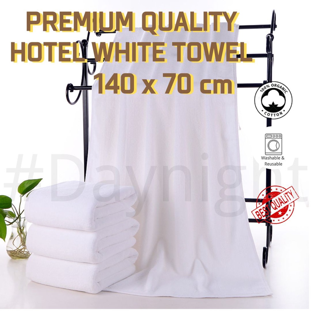 White Hotel Bath Towel /Tuala Putih Kualiti Hotel 100%Cotton | Shopee ...