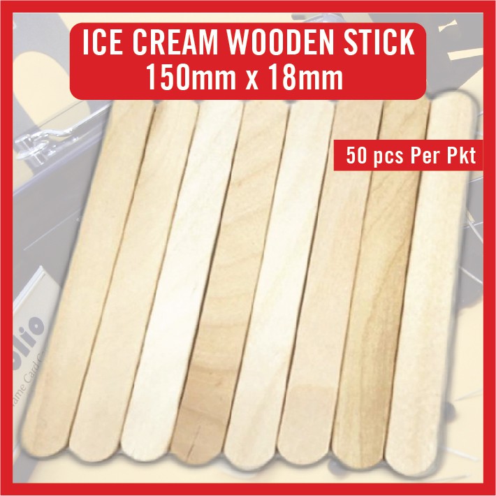 Ice Cream Stick / Batang Ice Cream 150mm x 18mm (50pcs/pkt) | Shopee ...