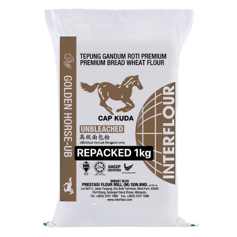 Premium Bread Wheat Flour - Unbleached (Golden Horse) 1kg -REPACKED ...