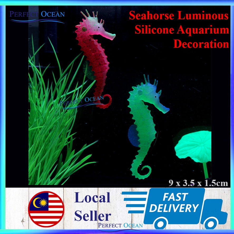 Seahorse Glowing Luminous Silicone Aquarium Decoration Artificial ...