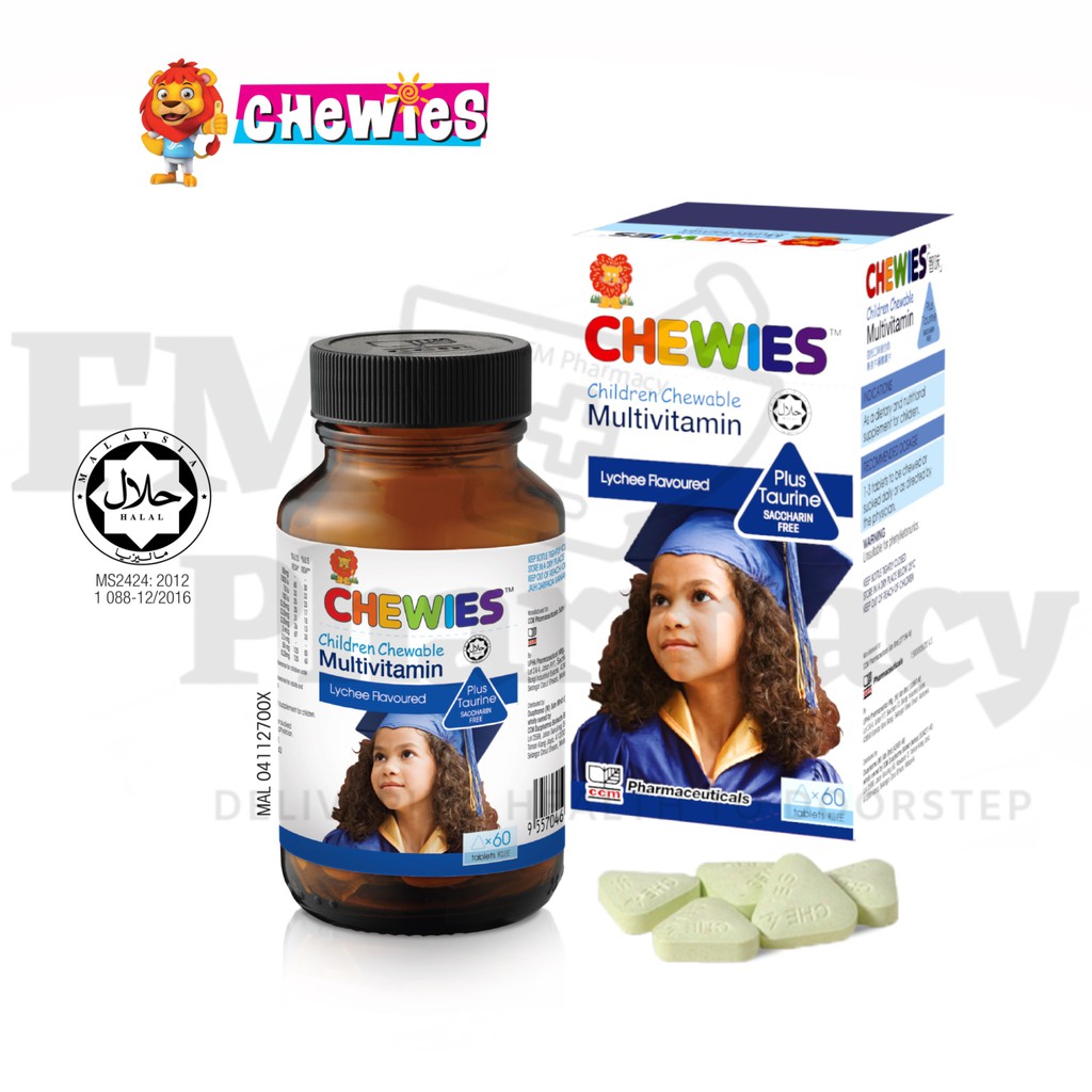 Chewies Multivitamin Plus Taurine Lychee Flavoured Chewable Tab 60's ...