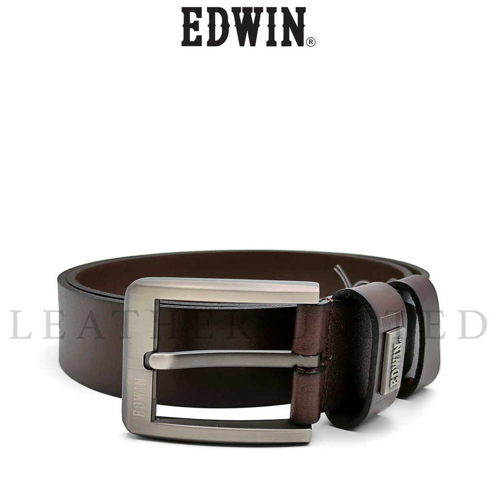 Edwin Genuine Top Grain Leather 40MM Iconic Logo Pin Buckle Belt # ...