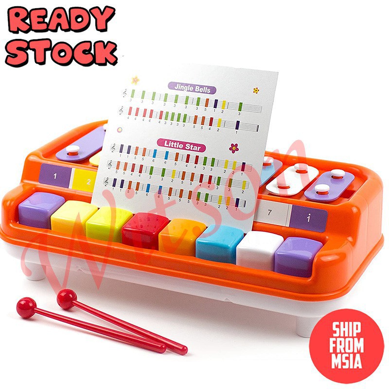 2 in 1 Musial Play Xylophone Piano 8 Multicolored Key Scales Kids Toys ...