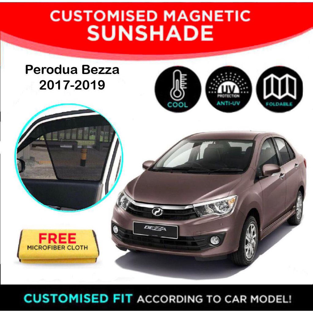PRIME Custom Fit Magnetic Sunshade- Perodua Bezza 2017 - 2018 ( 4 pcs ...