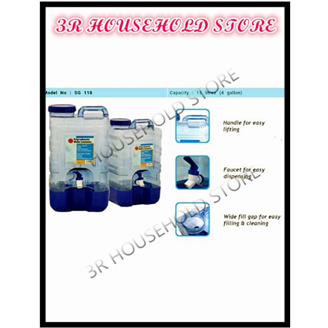 4GAL Polycarbonate Water Container / Water dispenser /Bottle / Bekas ...