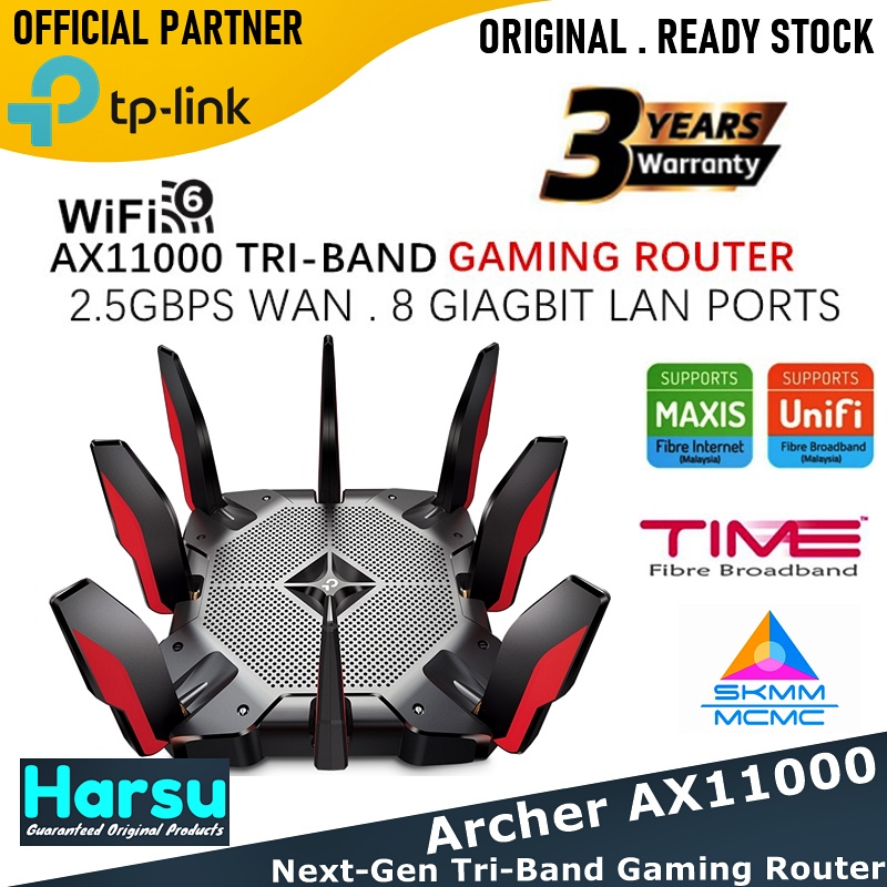 TP-LINK Archer AX11000 Wifi 6 Tri Band Wireless Gigabit Gaming AX Wifi ...
