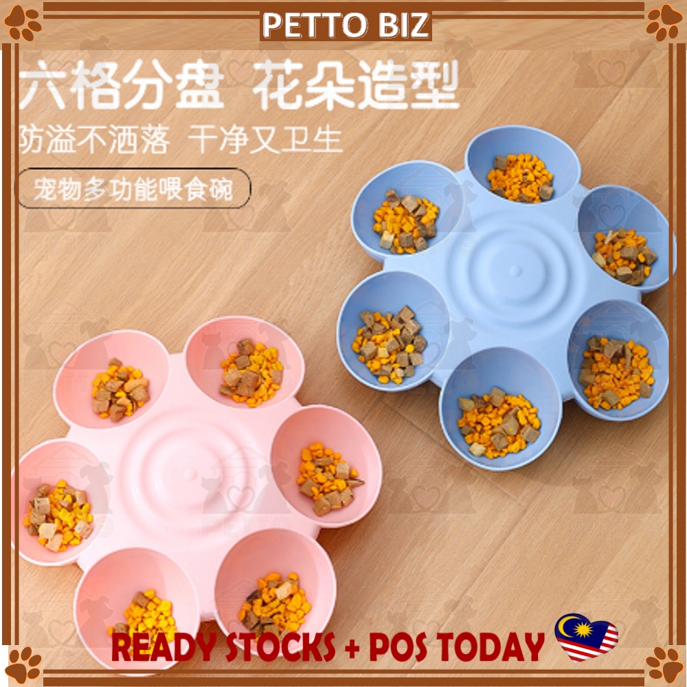 6 Petal Plastic Pets Bowl Multiple Pet Bowl Flower Pet Cat Bowl Dog ...
