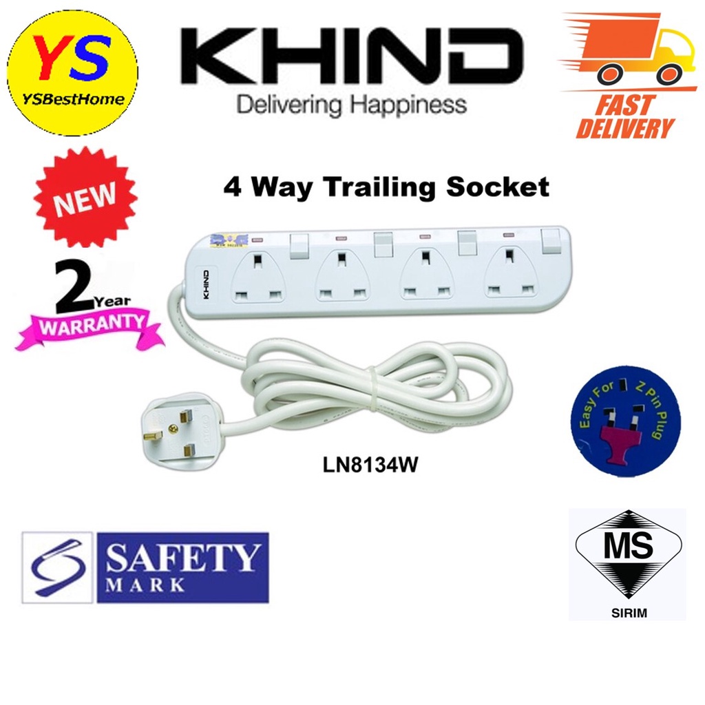 Khind Sum 4 Gang Extension Socket Outlet 2 Meter Shopee Malaysia