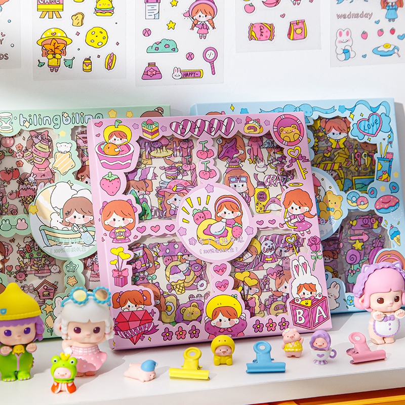 100pcs/set Diary Stickers DIY Hand Account Stickers PET Waterproof Non ...