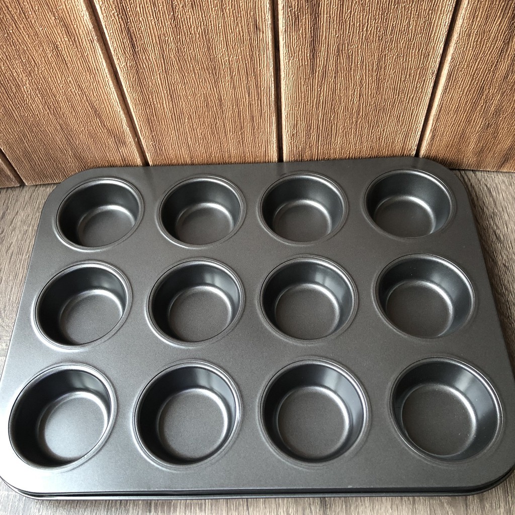 (BIG) 12in1 Non Stick cake mould baking tray 12 holes cupcake pan 12 ...
