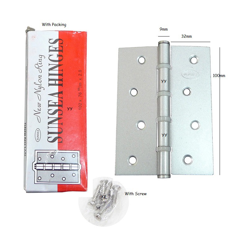 YY DiY SUNSEA 4" inch Quality Metal Hinges with Nylon Ring Ensel Pintu ...