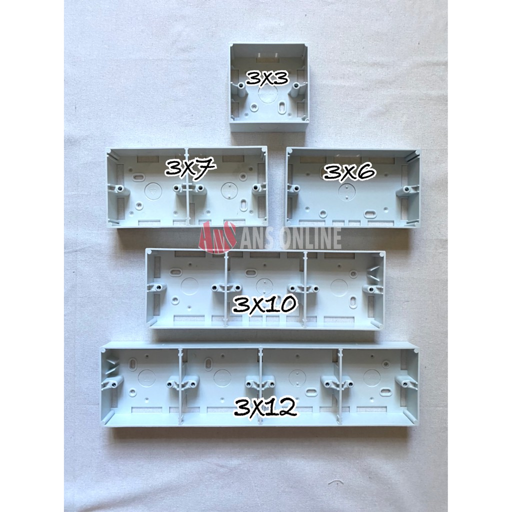 PVC SURFACE NUT BOX / MOULDED BOX / 3X3 / 3X6 / 3X7 / 3X10 / 3X12 Base ...