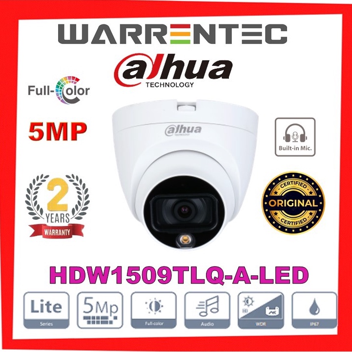 DAHUA 5MP FULL-COLOR HDCVI ANALOG BUILT IN MIC TURRET DOME CAMERA - HDW1509TLQ-A-LED | Shopee ...
