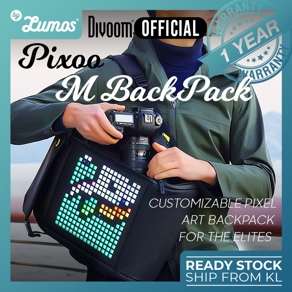 [𝐑𝐄𝐀𝐃𝐘 𝐒𝐓𝐎𝐂𝐊] Divoom Pixoo M Backpack Customisable Pixel Art Multi ...