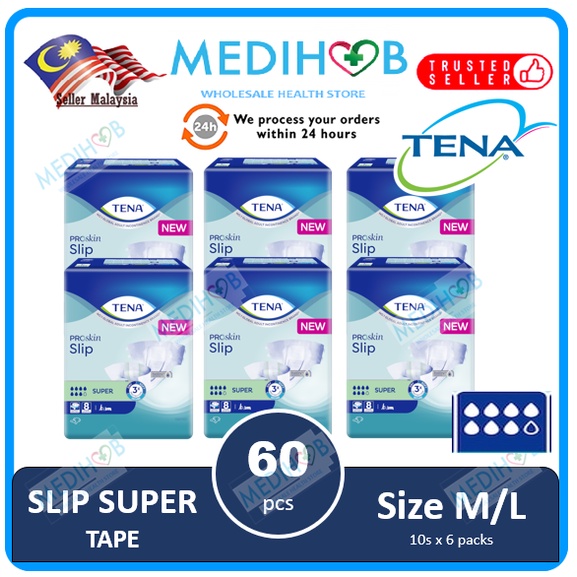 [WHOLESALE] TENA SLIP SUPER Adult Diapers Lampin Dewasa TAPE (SIZES: M 60pcs / L 60pcs / XXXL ...
