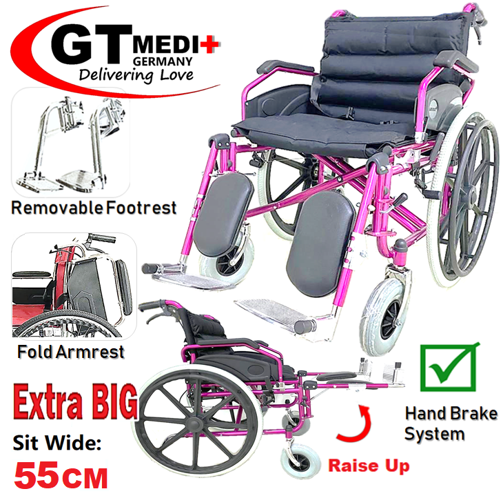W951-P55-15 GT MEDIT GERMANY Extra Wide Self Propelled Lightweight Foldable Wheelchair Wheel ...