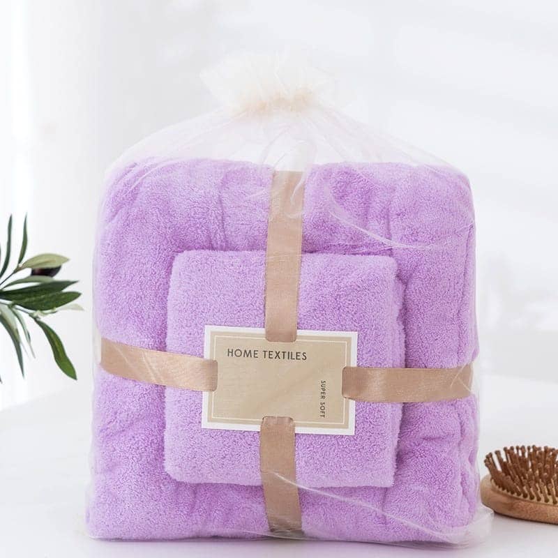 2In1 Towel Set with Mircofiber Thick Cotton High Absorbent Soft Bath ...
