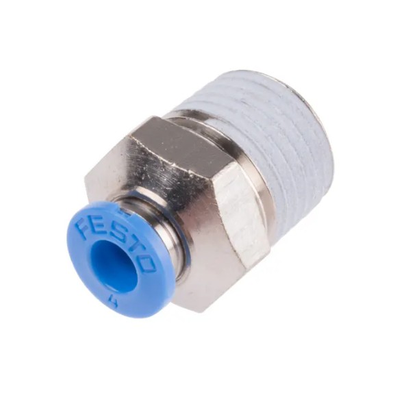 Festo Threaded-to-Tube Pneumatic Fitting R 1/4 to Push In 4 mm, QS ...