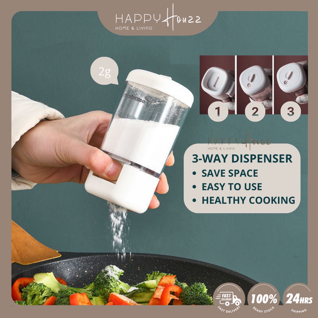 【READY STOCK】HAHO 3-in-1 Auto Salt Dispenser Seasoning Bottle Press ...