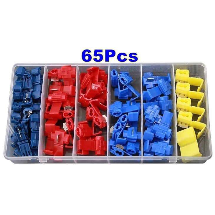 65Pcs Electrical Wire Connector Cable Crimp Splitter Clip Scotch Lock ...
