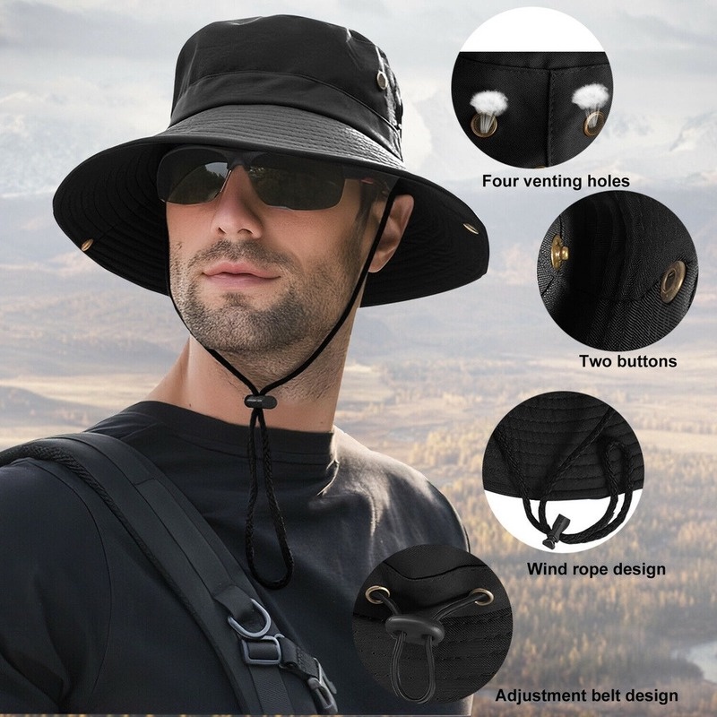 Men's Hat Panama Bucket Hat Outdoor Sun Protection Hats For Men Fashion ...