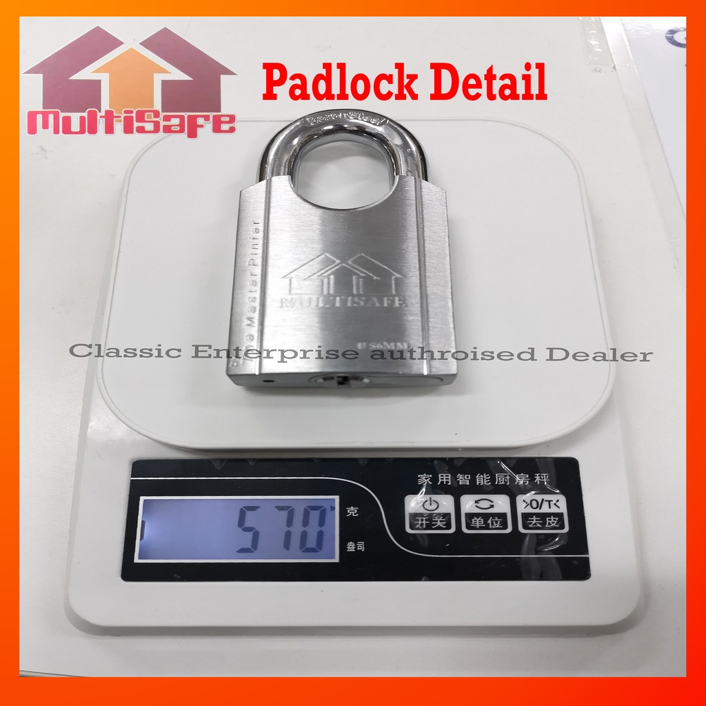 MULTISAFE PADLOCK 56MM 1/2/3/4/5 PCS ANTI CUT ANTI DRILL ANTI RUST HEAVY DUTY EXTRA THICK SAFETY ...