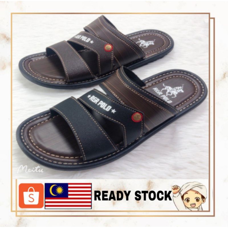 Men’s RGR POLO Leather Trending Sandal Slipper / Selipar Lelaki Dewasa ...
