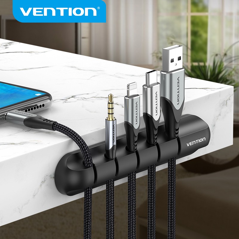 Vention Cable Organizer Silicone Cable Clips Cable Management Cable Winder Desktop Tidy Manager ...