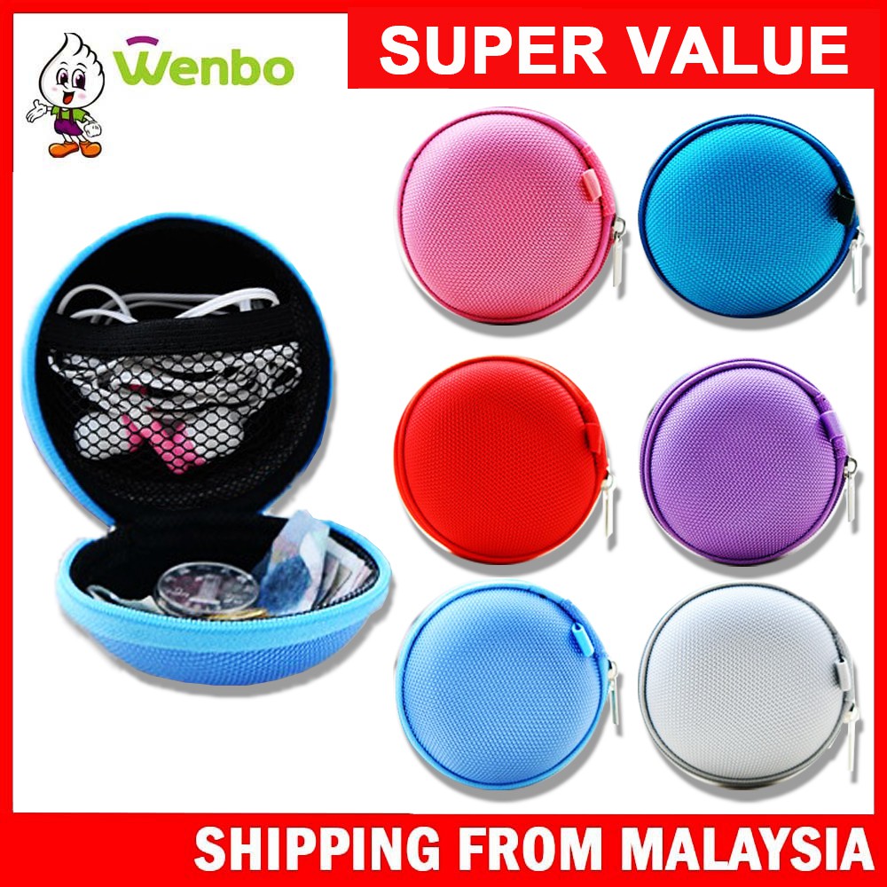 Wenbo Mini Candy Color Cute Round Coin Earphone Organizer Cable Casing Mini Round Pouch Coin ...