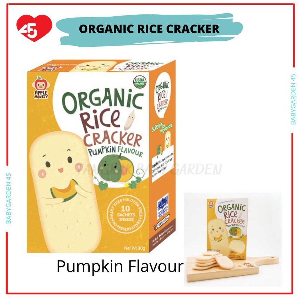 Apple Monkey Organic Rice Cracker 30g (10 Sachets/Box) / Baebis ...