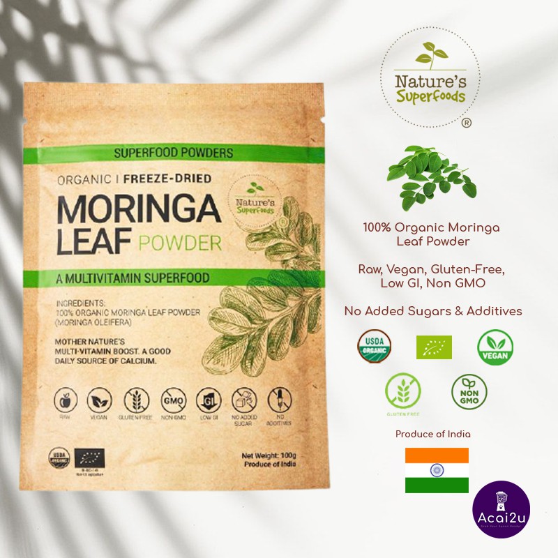 Nature's Superfoods Organic Moringa Leaf Powder, 100g, Resealable Pack | Shopee Malaysia