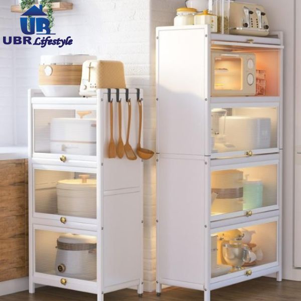 5 Layer Storage Cabinet with Doors Rak Bertutup Viral Aesthetic Kitchen ...